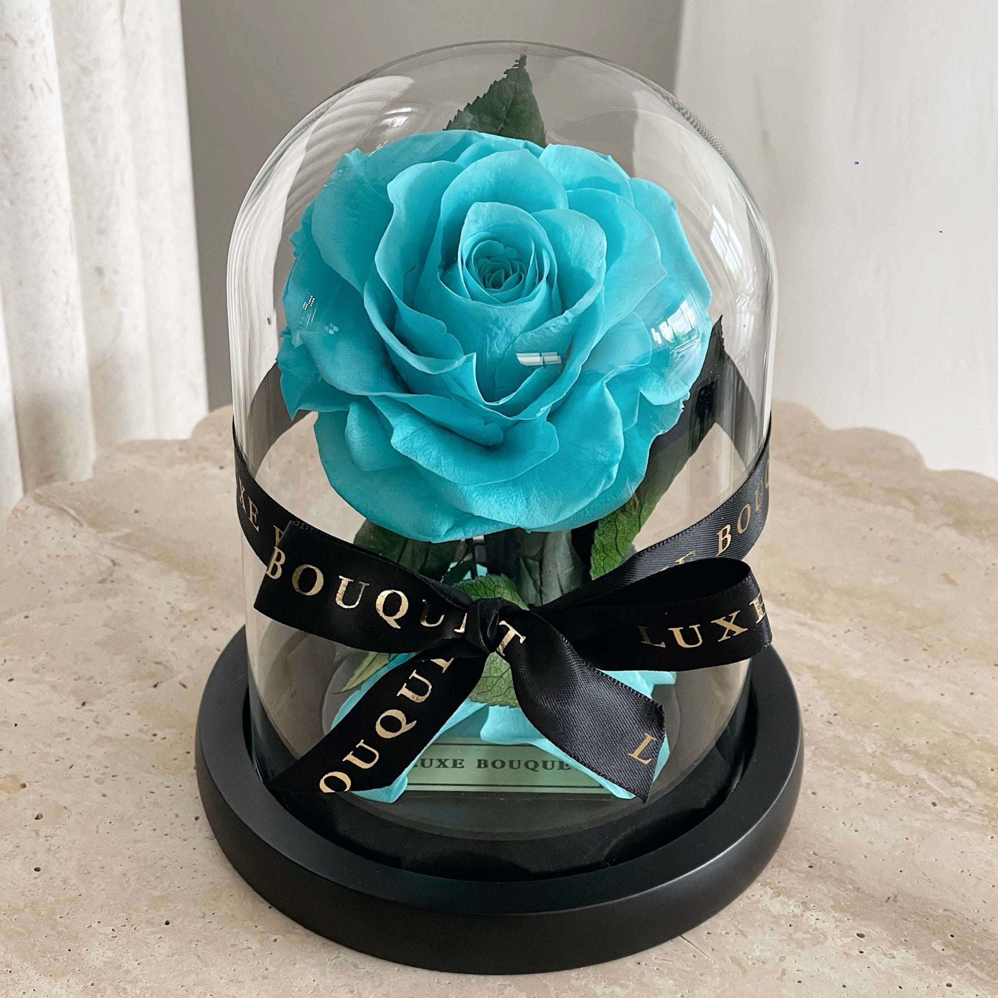 Mini Everlasting Rose Dome - Aqua Blue